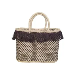 SHAMUK Toquilla Straw Handbag With Latticework
