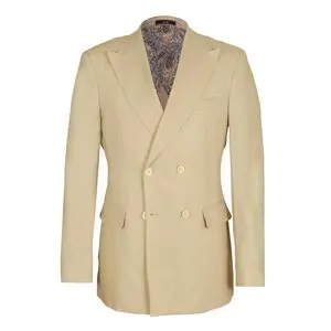DAVID WEJ Neutrals Hugo Linen Double Breasted Blazer