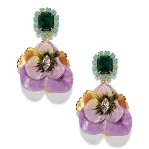 THE PINK REEF Emerald Pansy Dangle Earrings - Purple