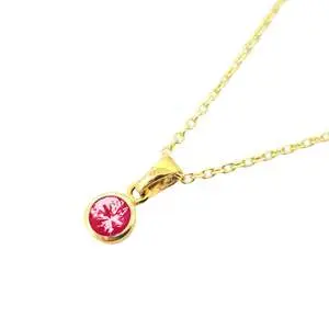 HARFI Mini Round Ruby July Birthstone Pendant Necklace - Gold