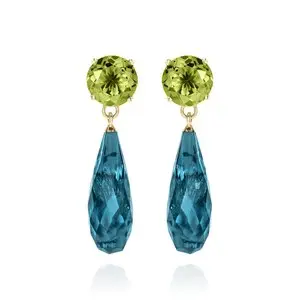 AUGUSTINE JEWELS Topaz And Peridot Drop Earrings - Blue/green/gold