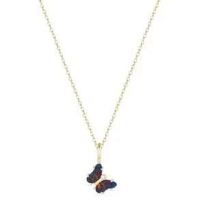 KAMARIA Mini Opal Butterfly Charm Necklace - Black