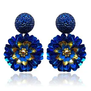 PINAR OZEVLAT Sapphire Dahlias Earrings - Blue