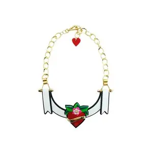GISSA BICALHO Acrylic Ribbon And Heart Necklace - Red