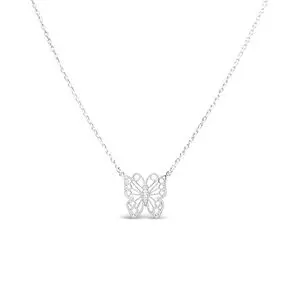 LUTIRO Filigree Butterfly Pendant Necklace - Silver
