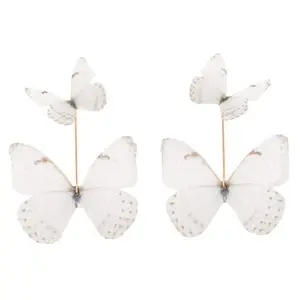 Oana Savu Silk Butterfly Dangle Earrings - White