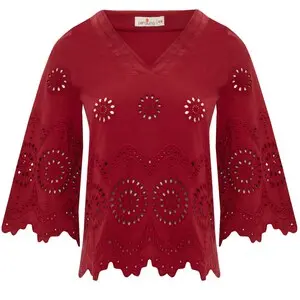 PERALUNA Hiromi V-neck Bell Sleeve Blouse