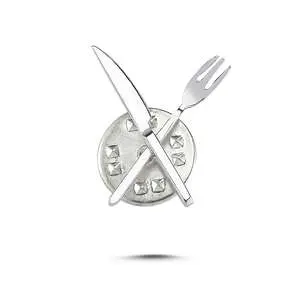 ECCE ARTISAN DIAMONDS 925k Sterling Cutlery Mini Pin - Silver