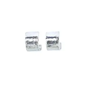 OOLO LONDON Brutalist Circular Huggie Earrings - Silver