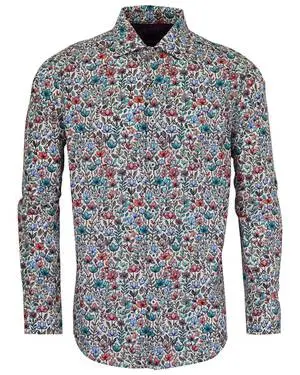 LORDS OF HARLECH Neutrals Nicoli Mystic Floral Cotton Shirt Ivory - White