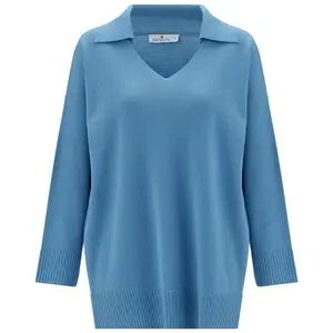 PERALUNA Polo V-neck Knit Pullover - Blue