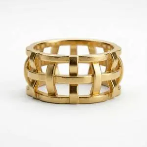 SILVER & ELEGANT Lattice Architectural Band Ring - Gold