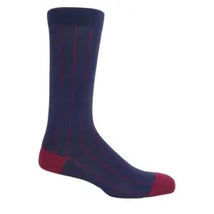 PEPER HAROW - MADE IN ENGLAND Pin Stripe Dress Socks - Blue