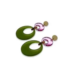TOOLALLY Swinging Circle Drop Earrings - Green