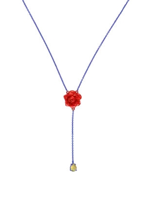 LAVANI JEWELS Rose Batou Necklace - Blue/orange