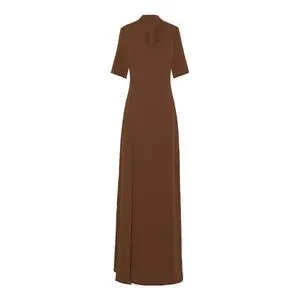 BLUZAT Maxi Dress With Cut-out And Slit - Brown