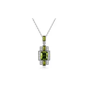 RETRO CHIC Silver Hope Corner Necklace - Silver/green
