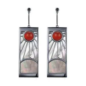 AZURA JEWELRY NEW YORK Demon Slayer Hanafuda Drop Earrings - Black