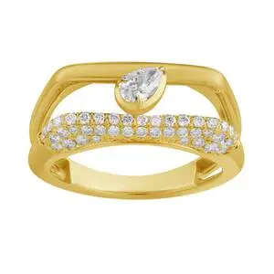 ARTISAN 14k Yellow Gold Diamond Open Ring - Gold/white