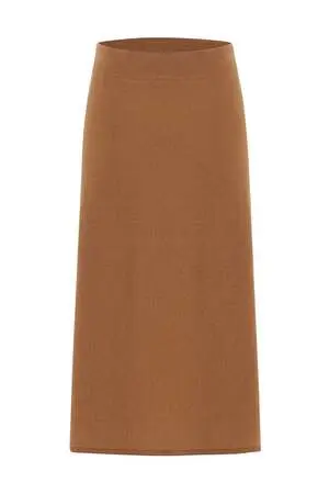 PERALUNA Cashmere Blend Knitwear Midi Flared Skirt - Brown