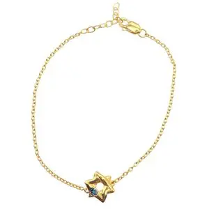 AMY DELSON JEWELRY Gold Vermeil Star Of David Bracelet With London Blue Topaz - Gold/blue