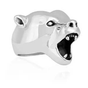 STRANGE FRUIT Bear Head Signet Ring - Silver