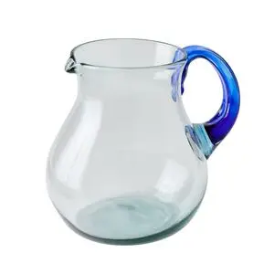HALF PAST SEVEN Blue / White Verano Round Pitcher — Clear With Blue Handle - Blue/white
