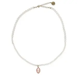 VINTOUCH ITALY Isabella Pearl And Cameo Necklace - White/pink