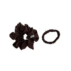 SYLKI Silk Scrunchie And Hair Tie Set - Brown