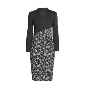 RUMOUR LONDON Michelle Tailored Dress With Jacquard Skirt - Black