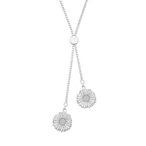CARTERGORE Daisy Flower Sterling Slider Necklace - Silver
