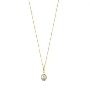 ESTERAH Oval Solitaire Pendant Necklace - Gold