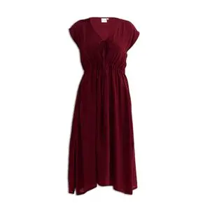 REISTOR Gathered Crepe Midi Dress - Brown