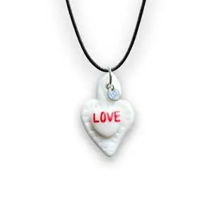 Tiké Jewels Sacred Heart Porcelain Choker Necklace - Silver