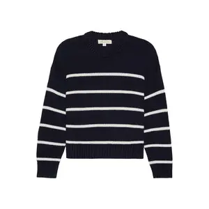ELLSWORTH + IVEY Elena Striped Crewneck Sweater - Blue