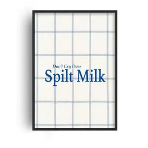 FANCLUB Don't Cry Over Spilt Milk Giclée Kitchen Art Print A2 - Blue