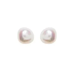 ORA PEARLS White Baroque Pearl Stud Earrings - Silver