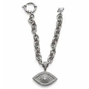 JAGGED HALO JEWELRY Chunky Chain Evil Eye Bracelet - Silver