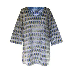LIME TREE DESIGN Fish Block Print Tunic Top - Blue