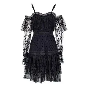 SMART AND JOY Polka Dot Tulle Dress - Black