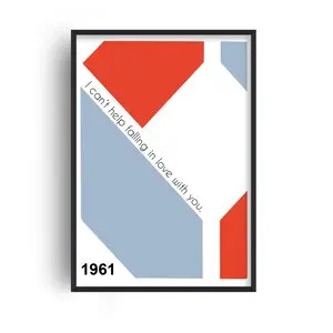 FANCLUB I Can't Help Falling In Love Elvis Presley Retro Music Giclée Art Print A3 - Blue