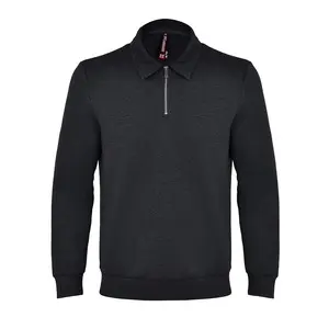DAVID WEJ Enzo Cotton Zip Polo Charcoal