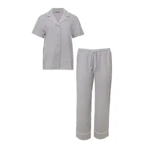 PRETTY YOU Luxury Suite Waffle Short & Shirt Trouser Set - Grey