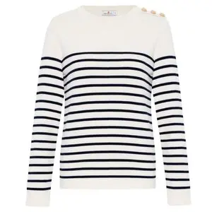 PERALUNA Audrey Organic Cotton Stripe Pullover - Blue