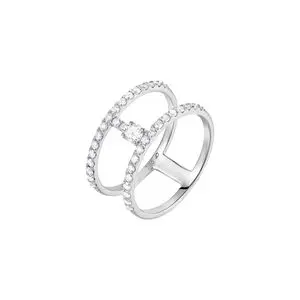 DYAMKA 14k Gold Pave Diamond Two-row Ring - Silver
