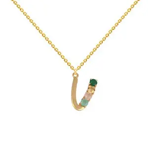 LAVANI JEWELS Initial U Pendant Necklace - Yellow