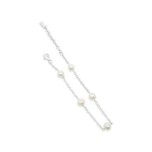 LUTIRO Freshwater Pearl Orbit Bracelet - White/silver