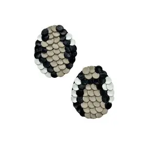 WAIWAI Neutral Snake Pattern Leather Earrings - Black