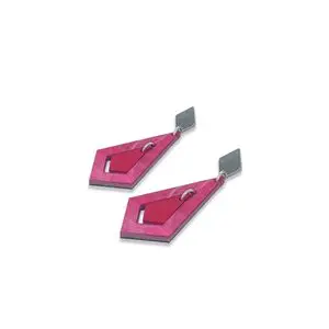 TOOLALLY Art Deco Diamond Dangle Earrings - Red/pink