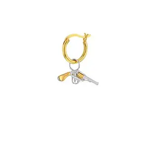 TRUE ROCKS Gold Plated Mini Pistol Charm Hoop Earring - Gold/silver